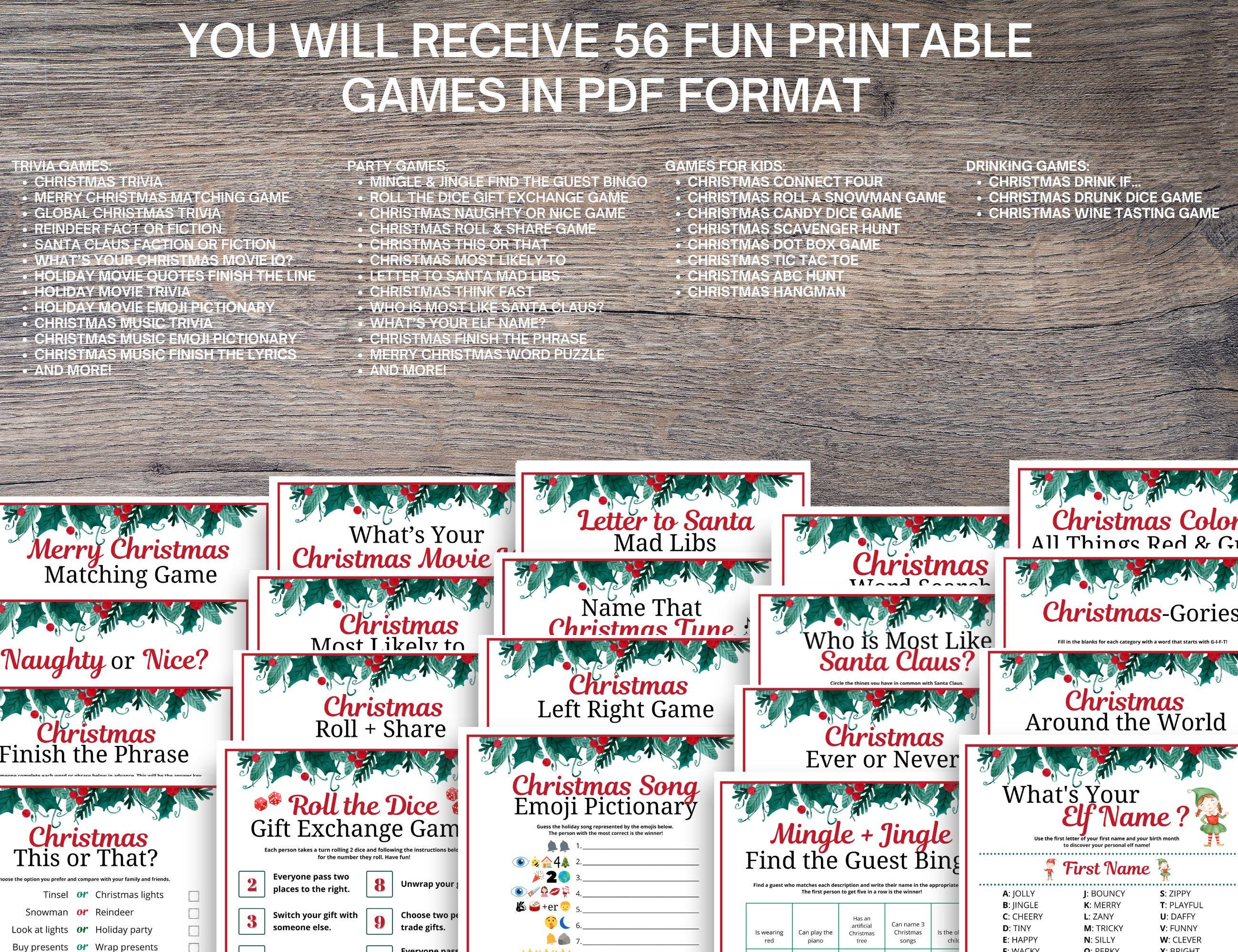 Christmas Party Games MEGA Bundle: 56 Printable Holiday Games and ...