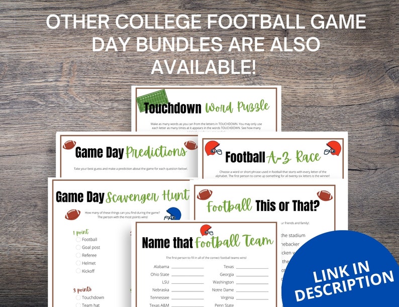 College Football Trivia Games Bundle College Football Party - Etsy