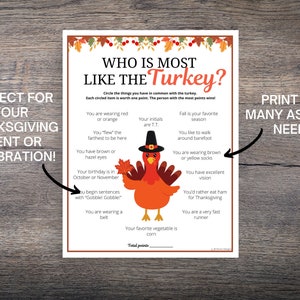 Who is Most Like Turkey, Funny Thanksgiving Game for Kids, Teens ...