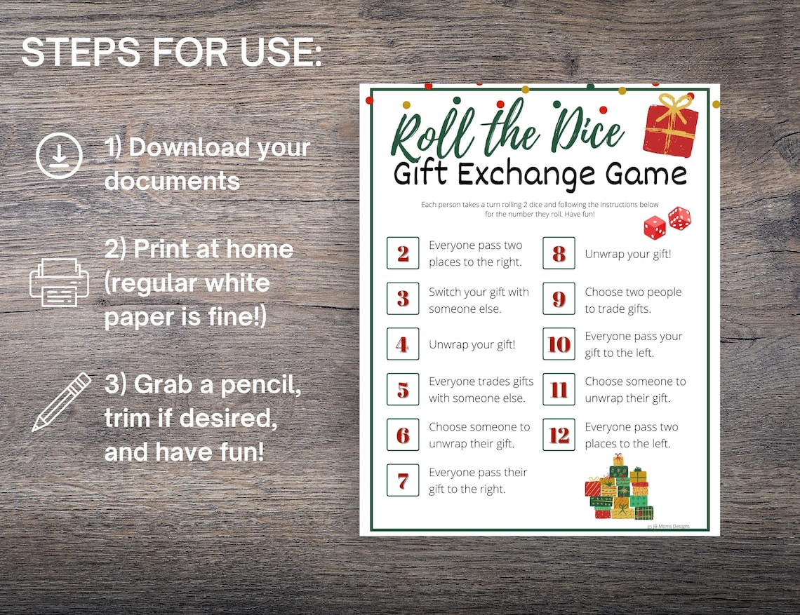 Holiday Roll the Dice Gift Exchange Game Holiday Office - Etsy