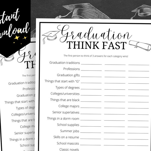 Graduation Think Fast Game - Etsy