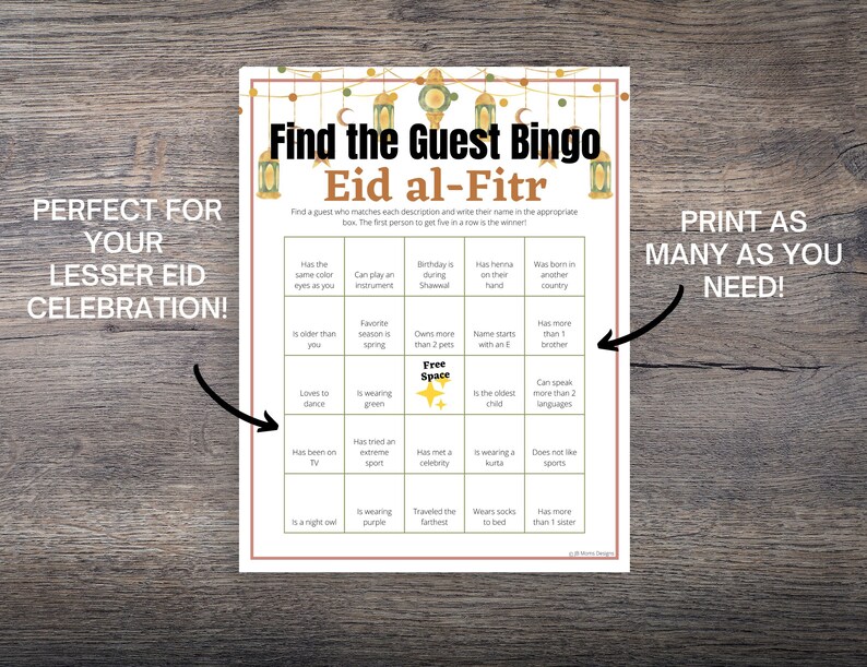 Eid Al-fitr Find the Guest Bingo Game Eid Ul-fitr Printable - Etsy ...