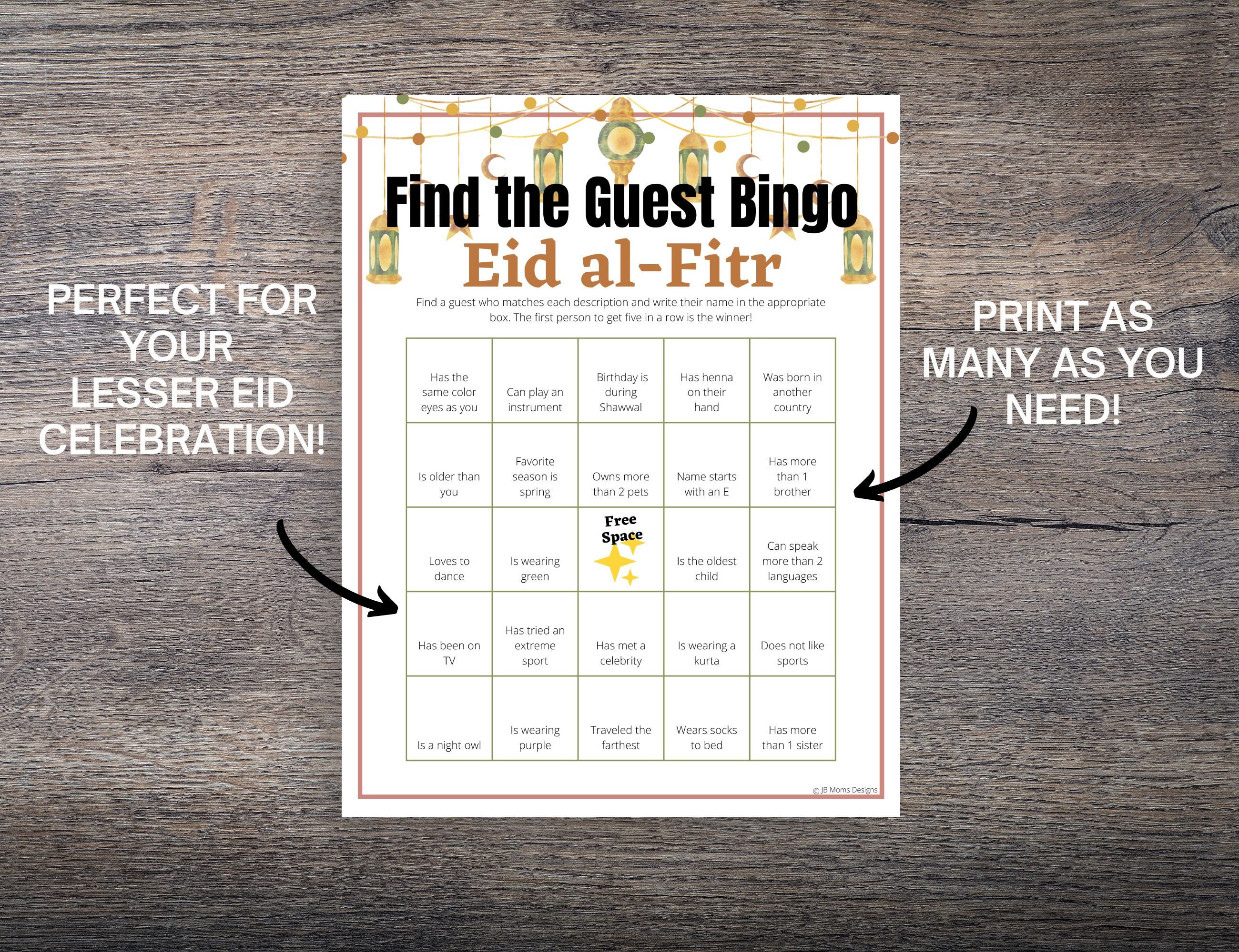 Eid Al-fitr Find the Guest Bingo Game Eid Ul-fitr Printable - Etsy ...