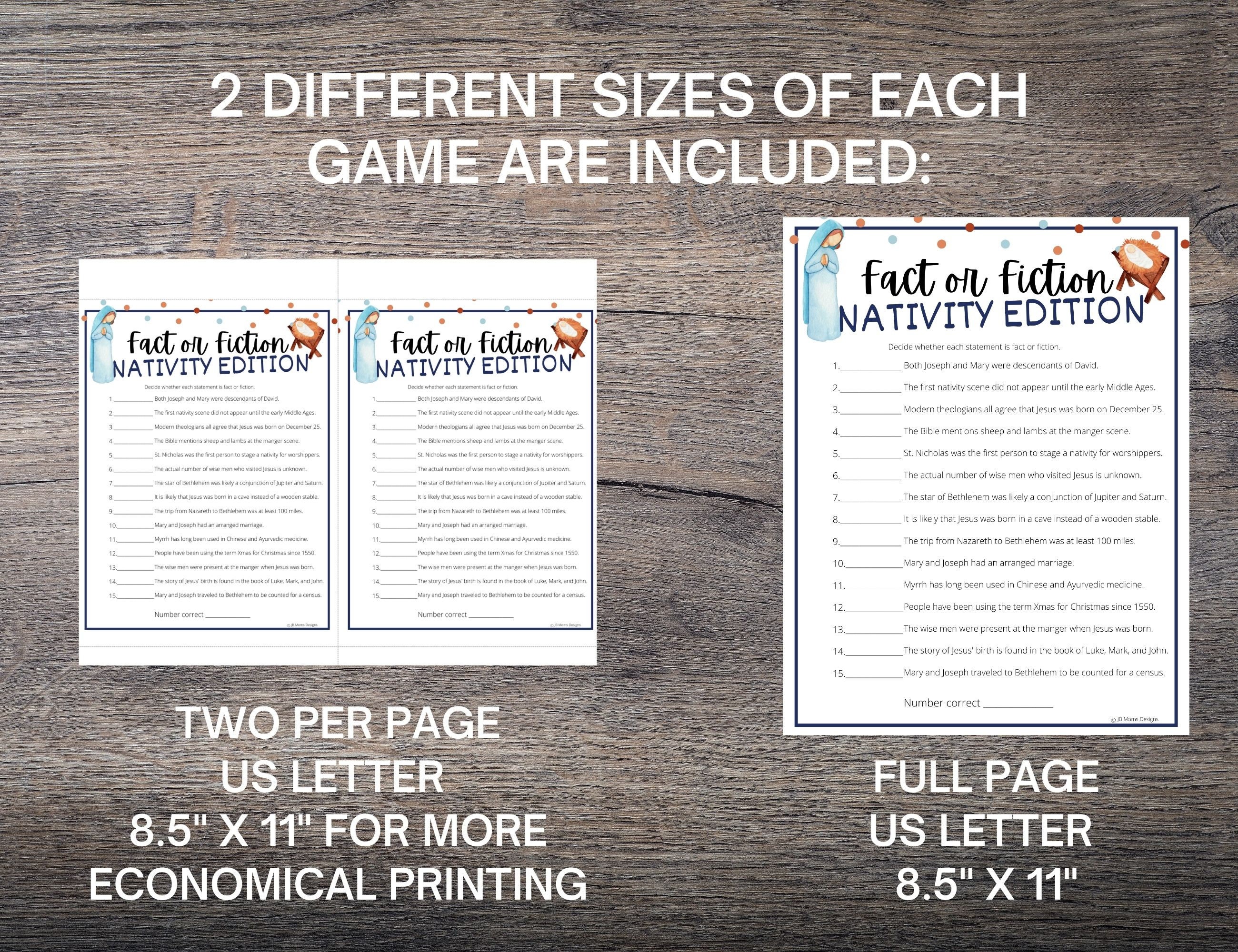 Christmas Nativity Trivia Game: Fact or Fiction (instant Download) - Etsy