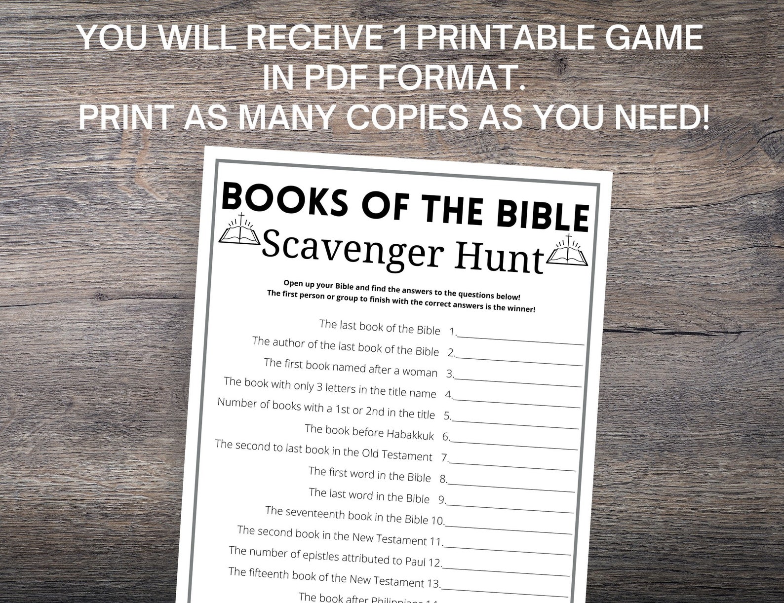 Books of the Bible Scavenger Hunt Game: Christian Sunday School ...