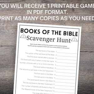 Books of the Bible Scavenger Hunt Game: Christian Sunday School ...