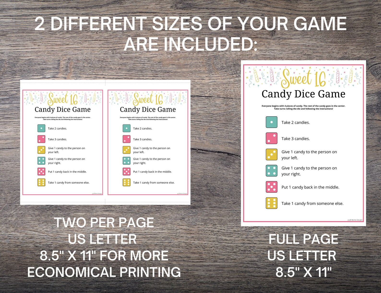 Sweet 16 Candy Dice Game, Sweet 16 Party Game Printable for Her, Sweet ...