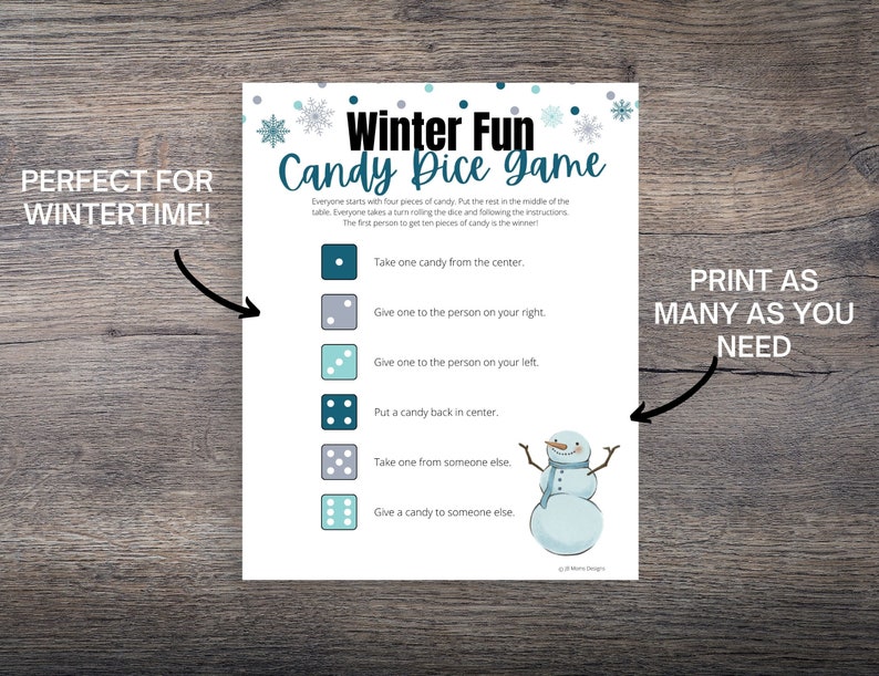 Winter Candy Dice Game for Kids & Teens Winter Holiday Party - Etsy