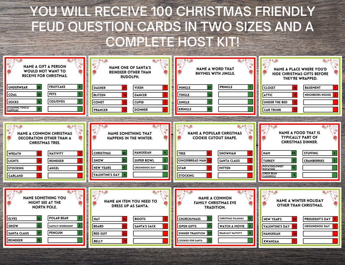 Christmas Friendly Feud Game: Holiday Party Trivia (printable) - Etsy