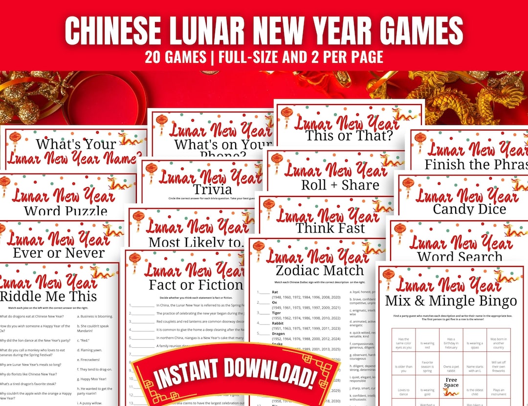 Lunar New Year Games Bundle, Chinese New Year Games for Families ...