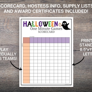 Halloween One Minute Games Bundle: 56 Printable Party Games, Activities ...