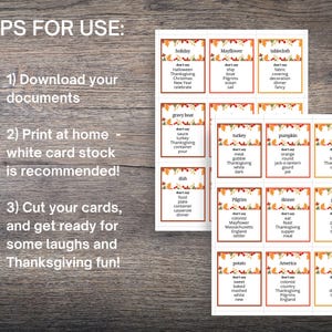 Thanksgiving Forbidden Words Game, Fun Thanksgiving Printable Game Kids ...