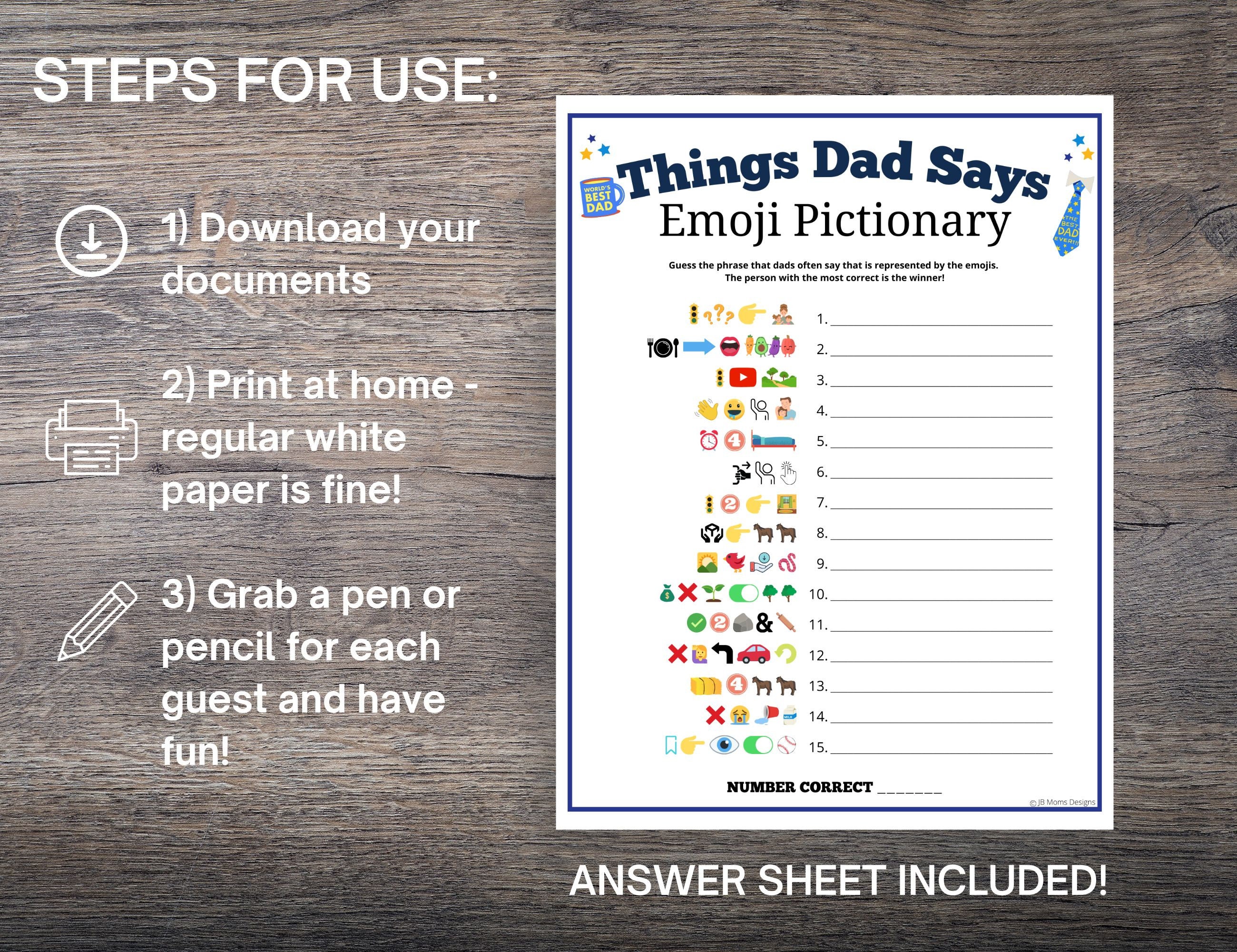 Father's Day Emoji Pictionary Game: Fun Family Activity (digital ...