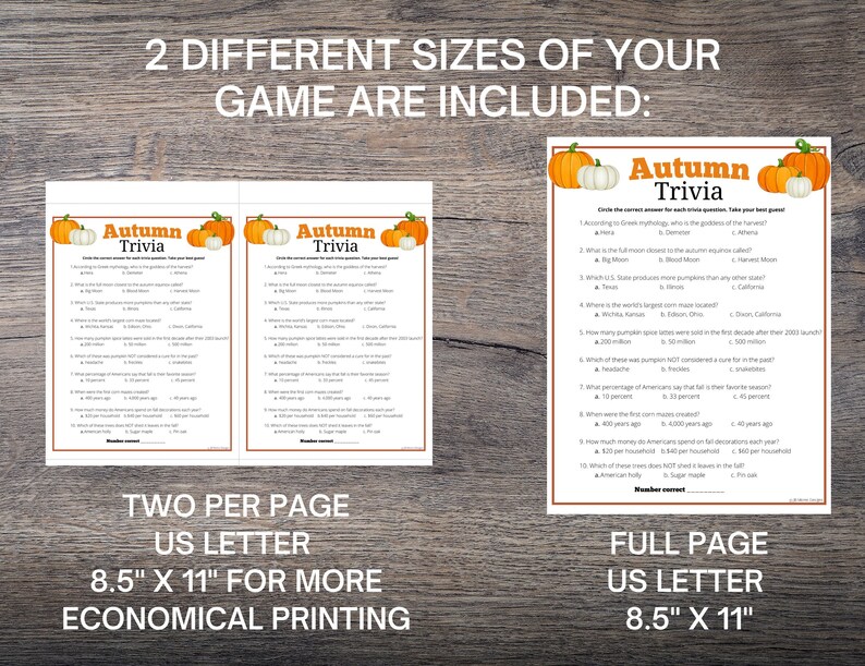 Fall Trivia Game Fun Fall Trivia Questions and Answers Printable Autumn ...