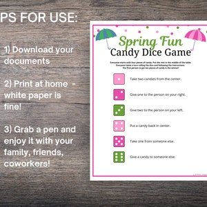Spring Candy Dice Game, Fun Spring Game for Kids & Teens, Spring ...
