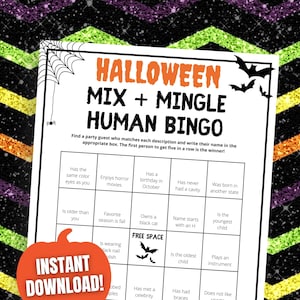 Halloween Find the Guest Bingo Game, Halloween Icebreaker Game ...