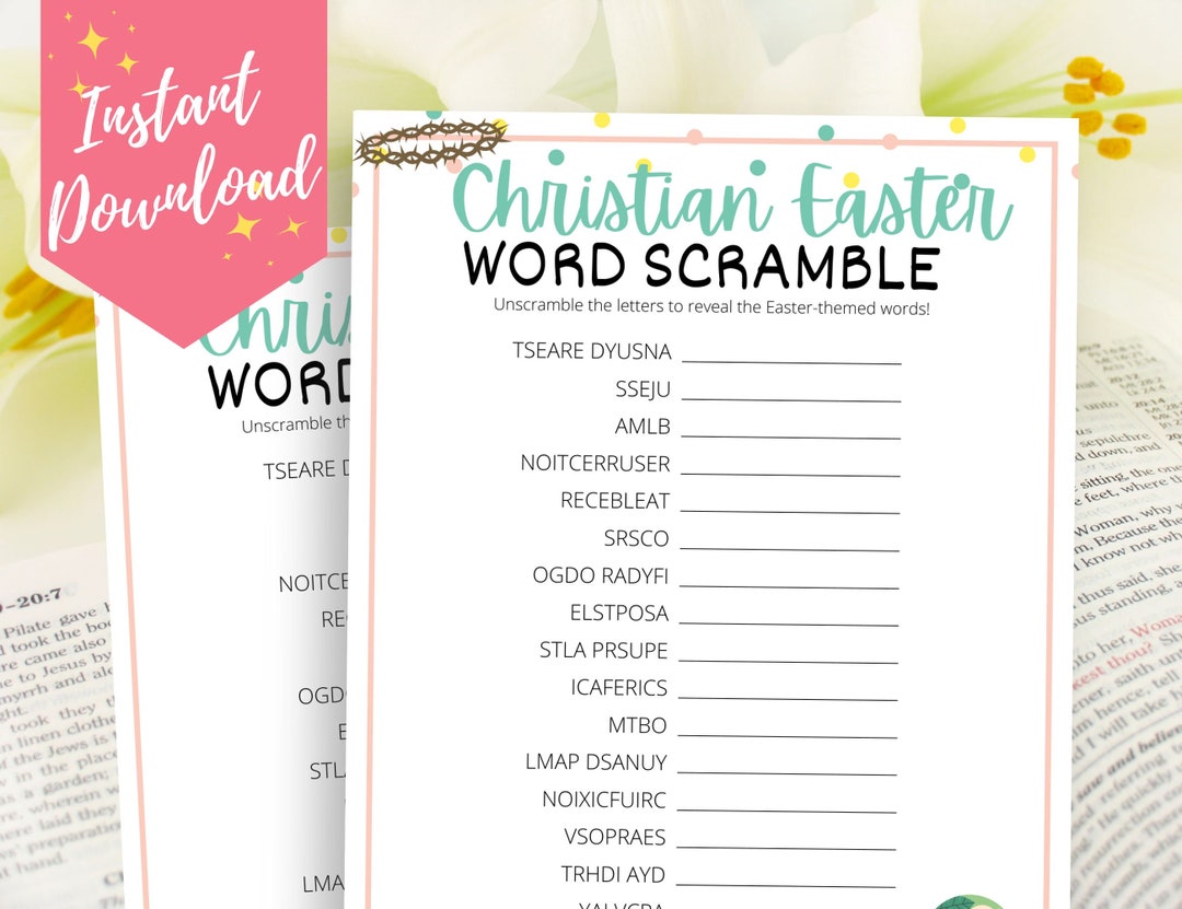 Bible Easter Word Scramble Game Religious Easter Printable - Etsy