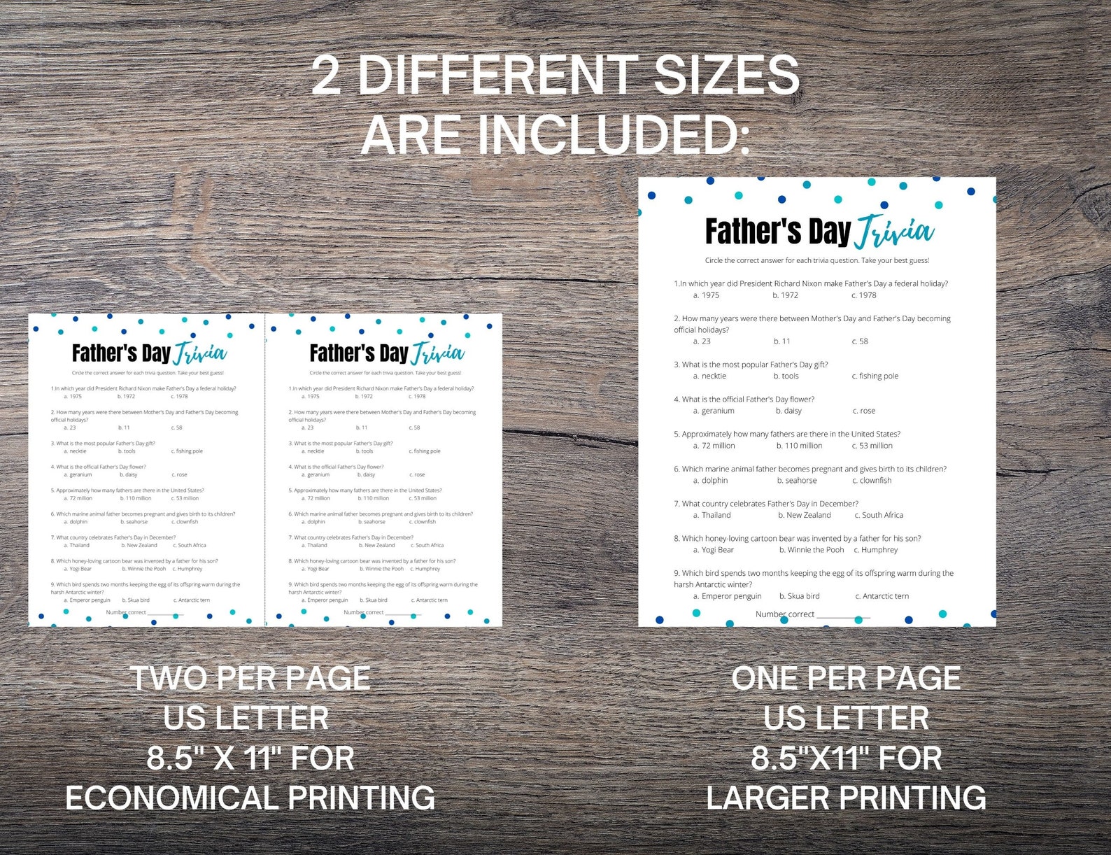 Father's Day Trivia Game Printable for Kids and Adults | Etsy