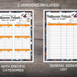 Editable Halloween Potluck Sign up Sheet (digital Download) - Etsy