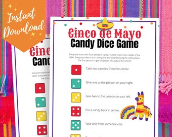 Cinco De Mayo Candy Dice Game, Printable May Party Game, Fiesta Group ...