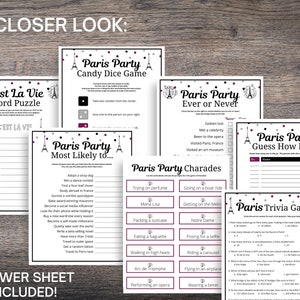 Paris Party Games: 20 Game Printable Activities Bundle (digital ...