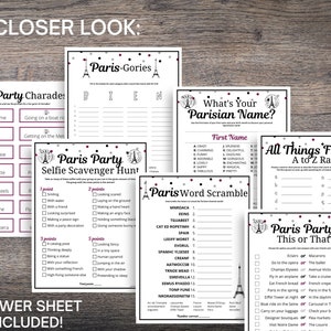 Paris Party Games: 20 Game Printable Activities Bundle (digital ...