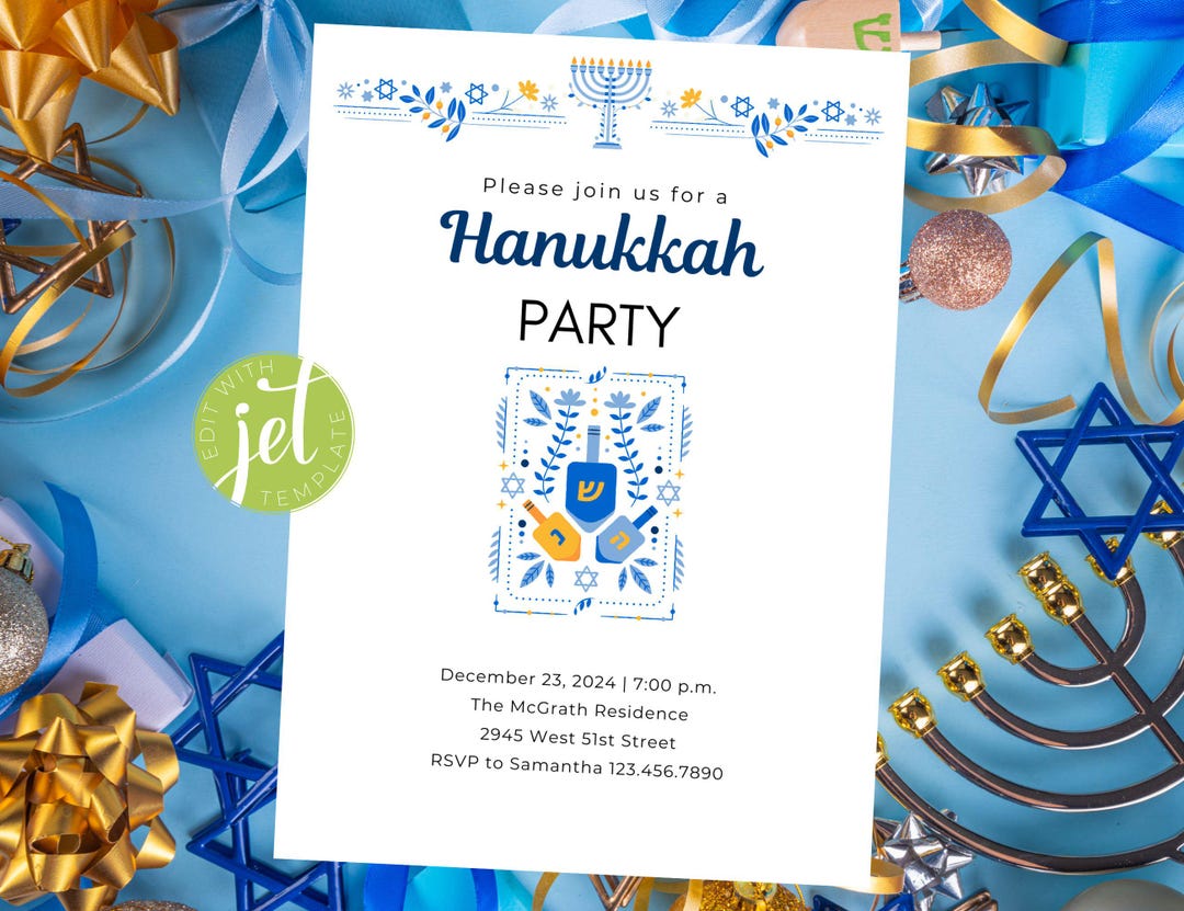 Editable Hanukkah Party Invitation: Printable Chanukah Invite (digital ...