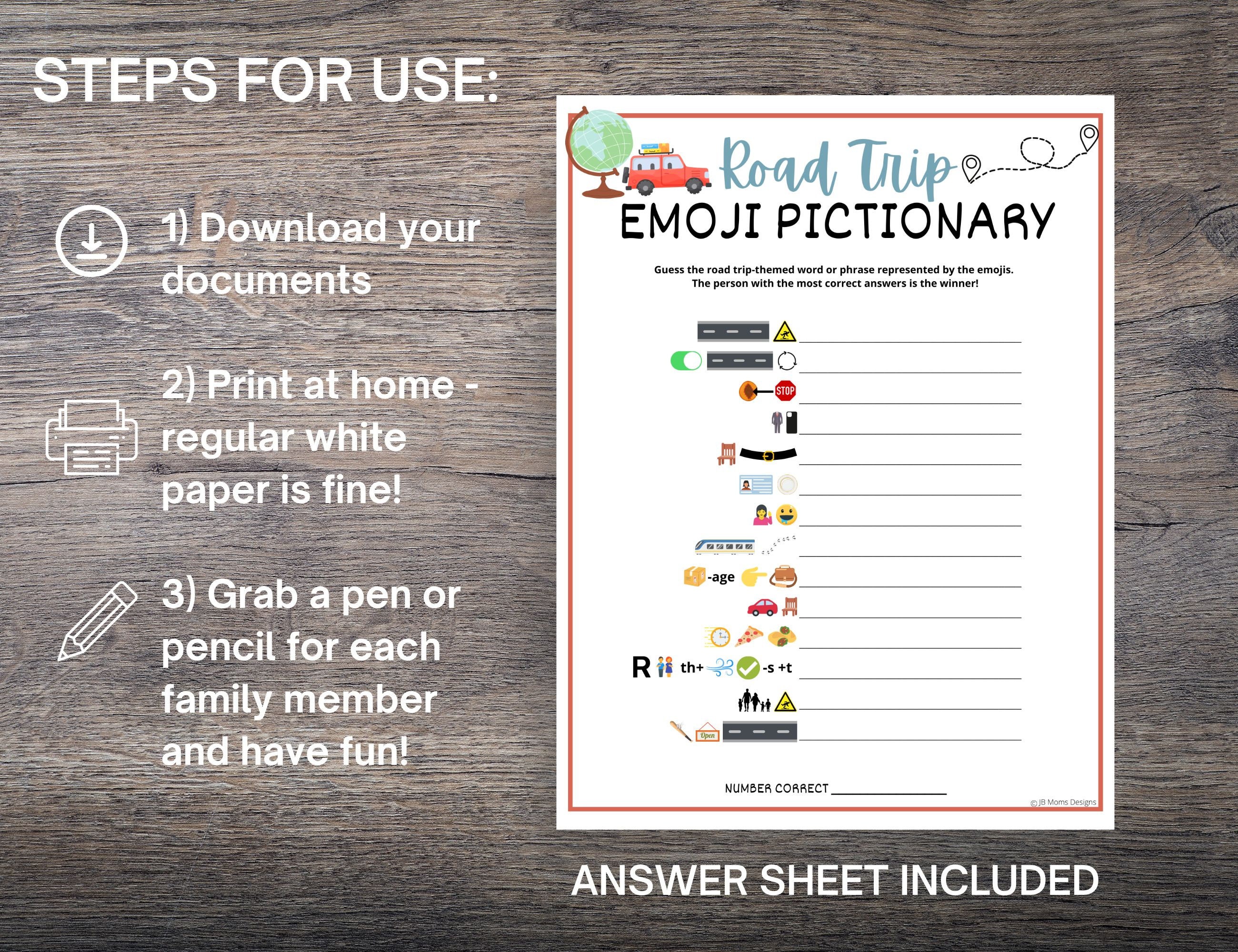 Road Trip Emoji Pictionary Game Fun Emoji Game for Summer - Etsy