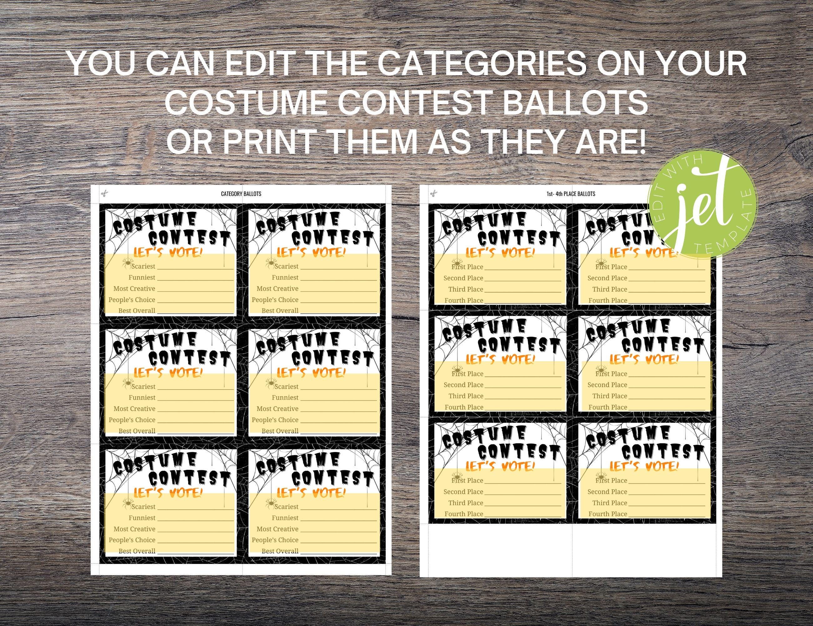 Editable Halloween Costume Contest Kit: Awards, Ballots and More ...