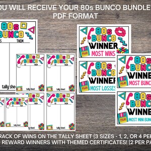 80s Bunco Party MEGA Bundle: Printable Scorecards, Tally Sheets, Table ...