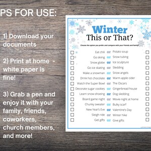 Winter This or That Game: Fun Party Activity (digital Download) - Etsy