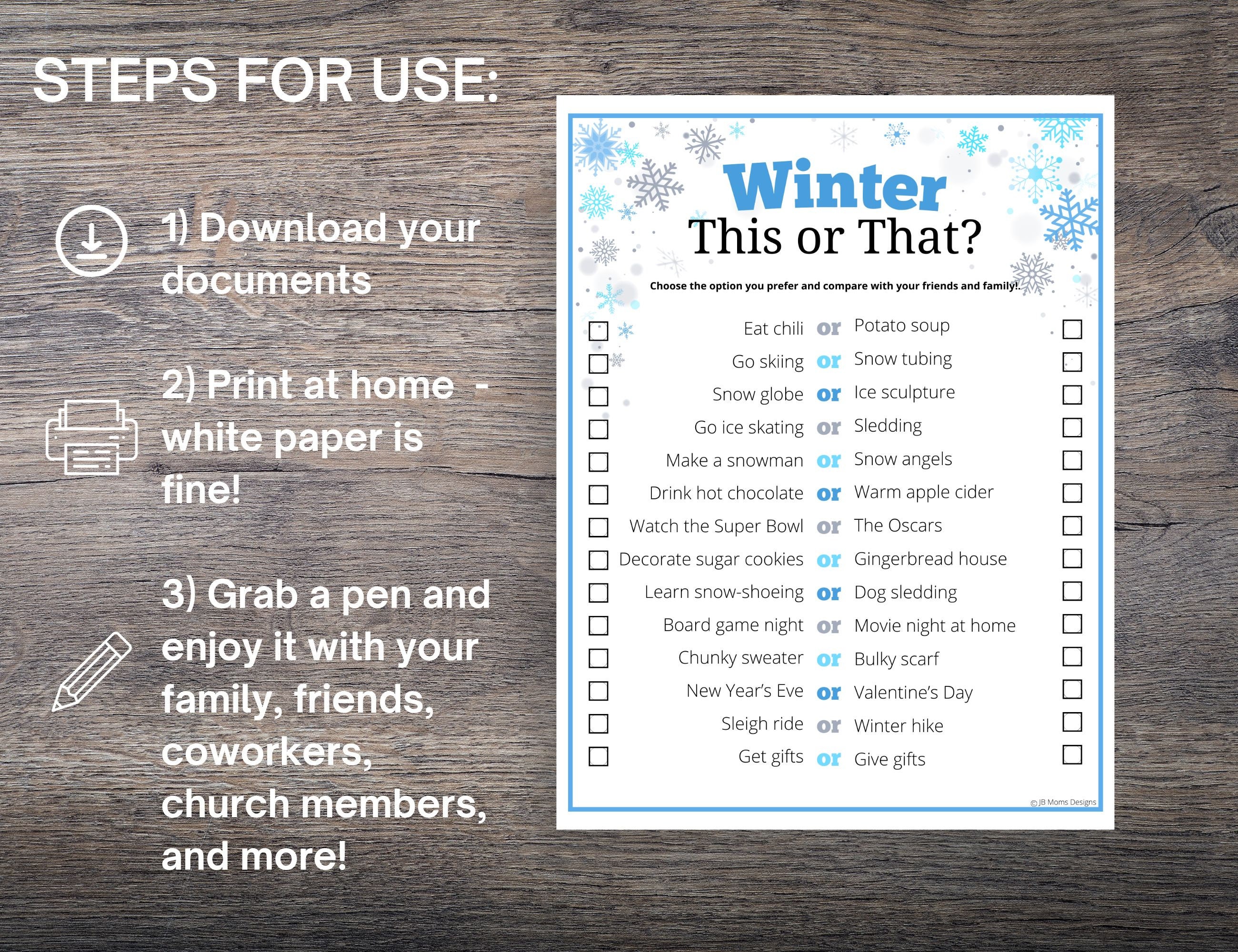 Winter This or That Game: Fun Party Activity (digital Download) - Etsy
