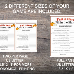Fall Fill-in-the-blank Game: Printable Autumn Activity (PDF Download ...