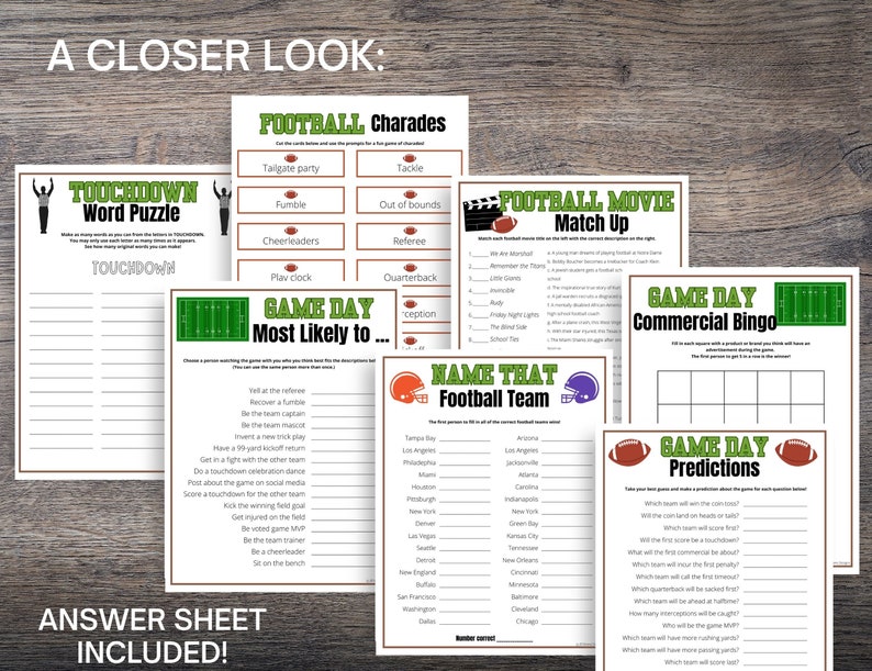 Pro Football Party MEGA Bundle: 30 Printable Games and Activities ...