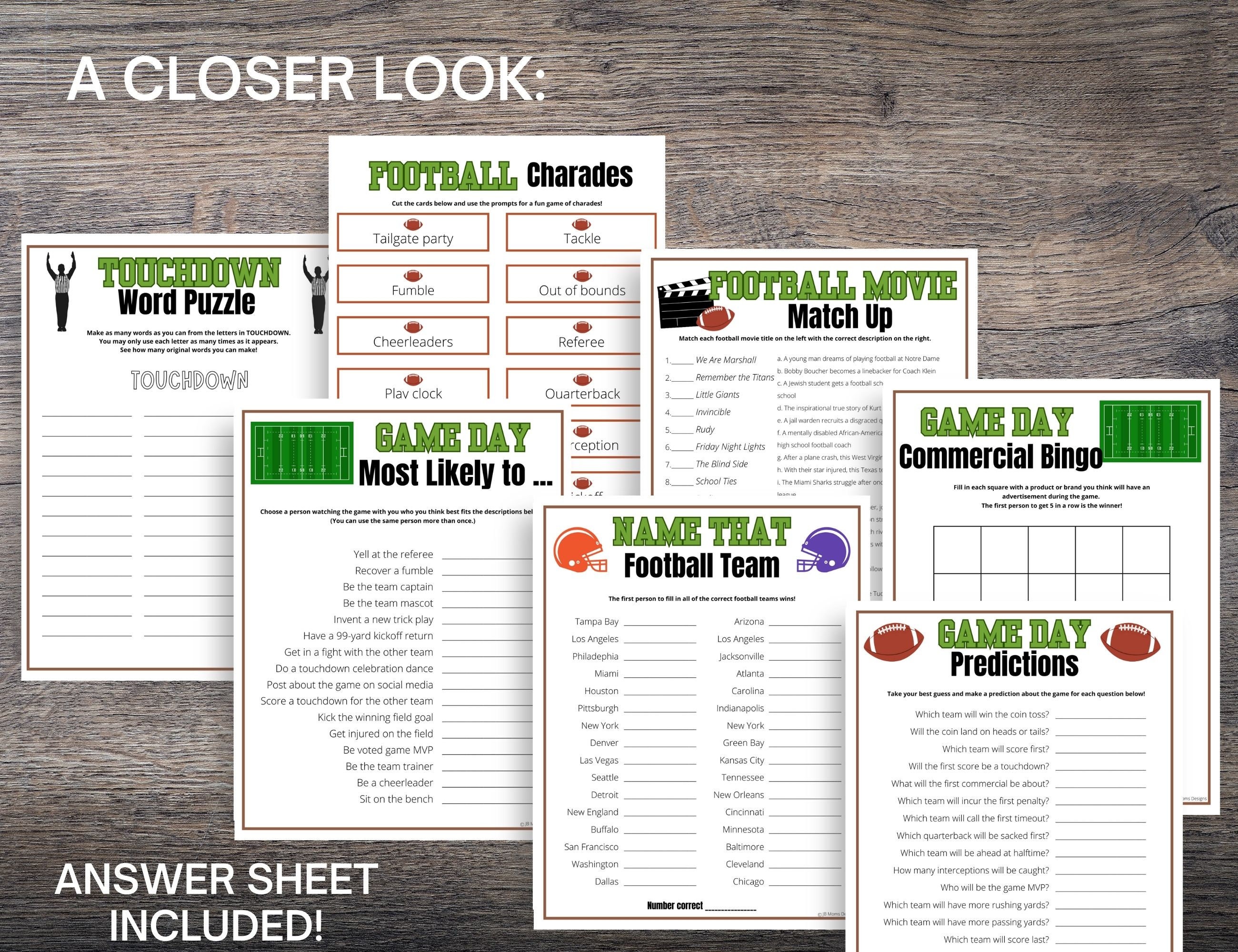 Pro Football Party MEGA Bundle: 30 Printable Games and Activities ...
