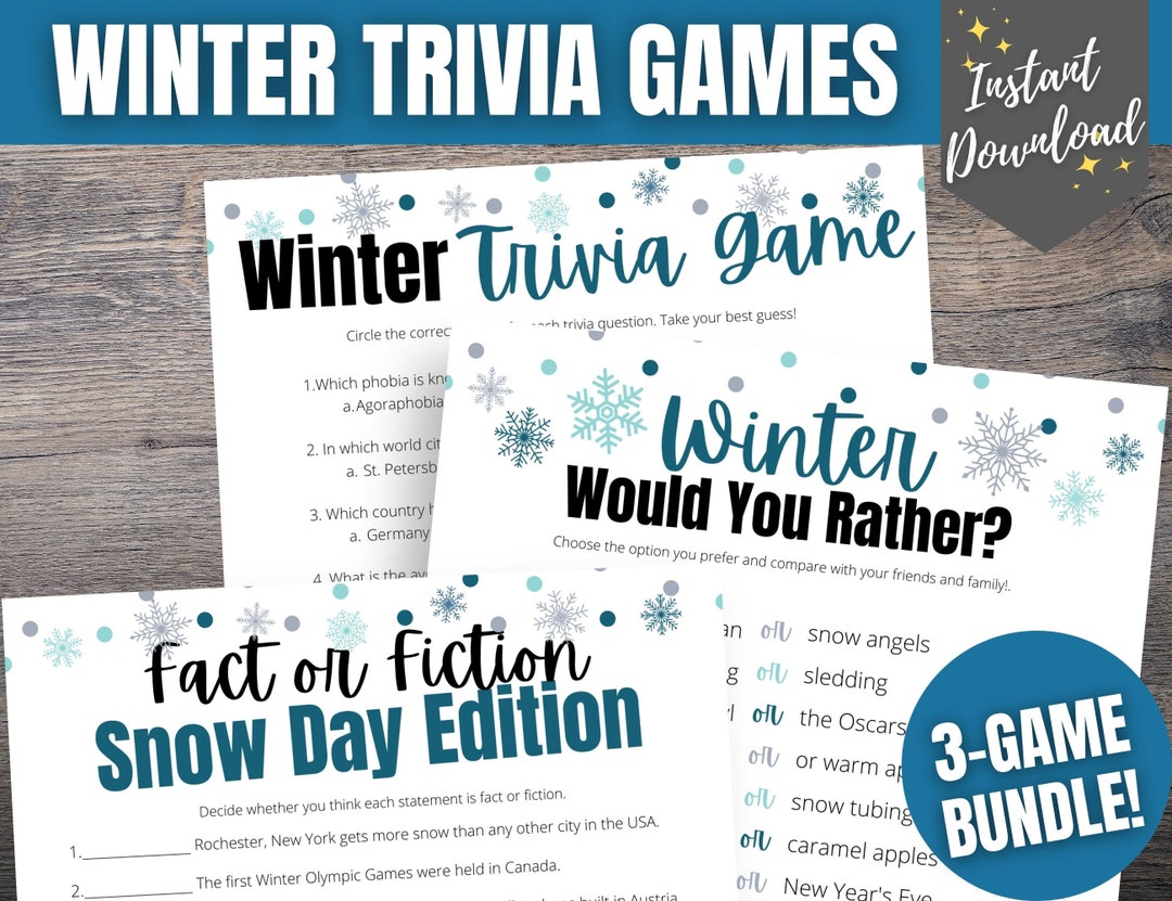 Winter Trivia Game BUNDLE Winter True or False Winter Party - Etsy