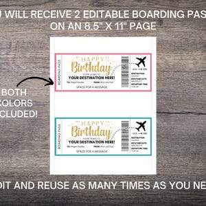 Birthday Boarding Pass Template: Editable Surprise Trip Ticket ...