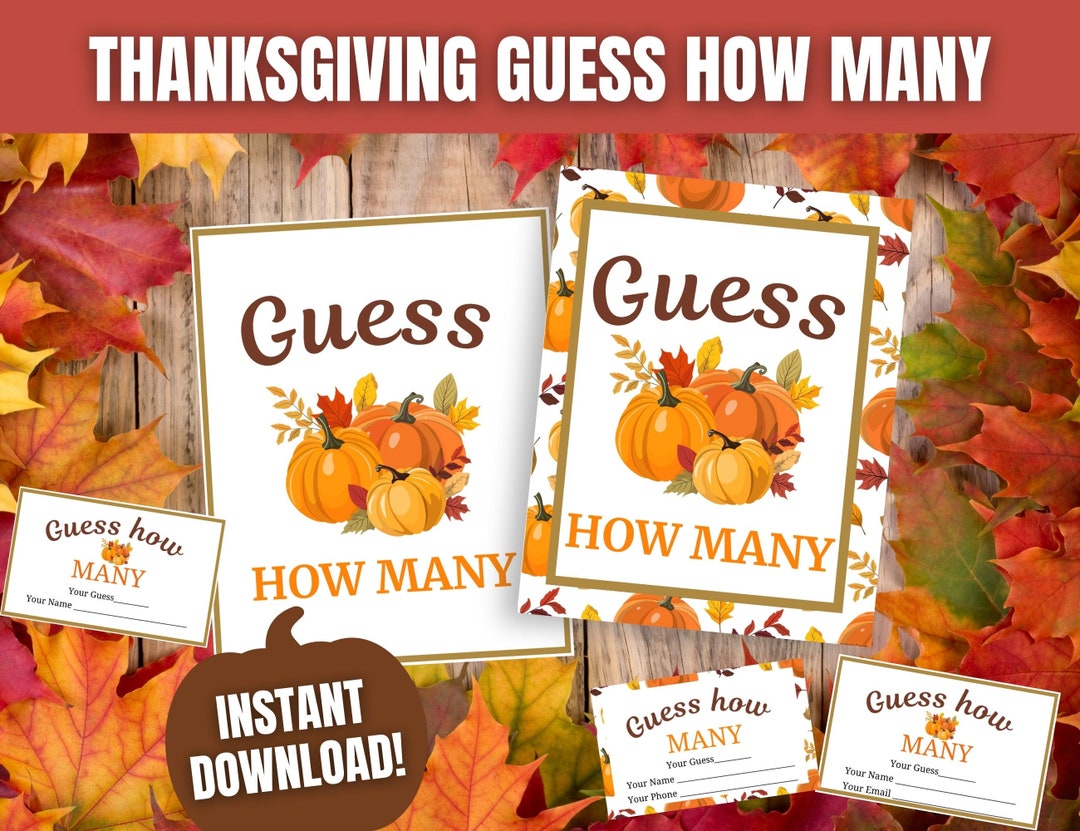 Thanksgiving Guess How Many Game, Guess How Many Candies, Fun ...