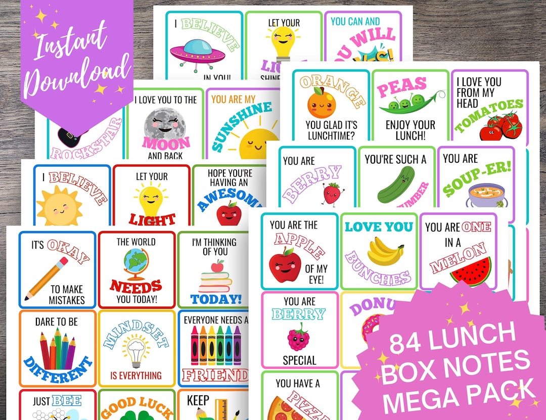 Lunch Box Notes Mega Pack, Back to School Lunch Box Notes, Encouraging ...