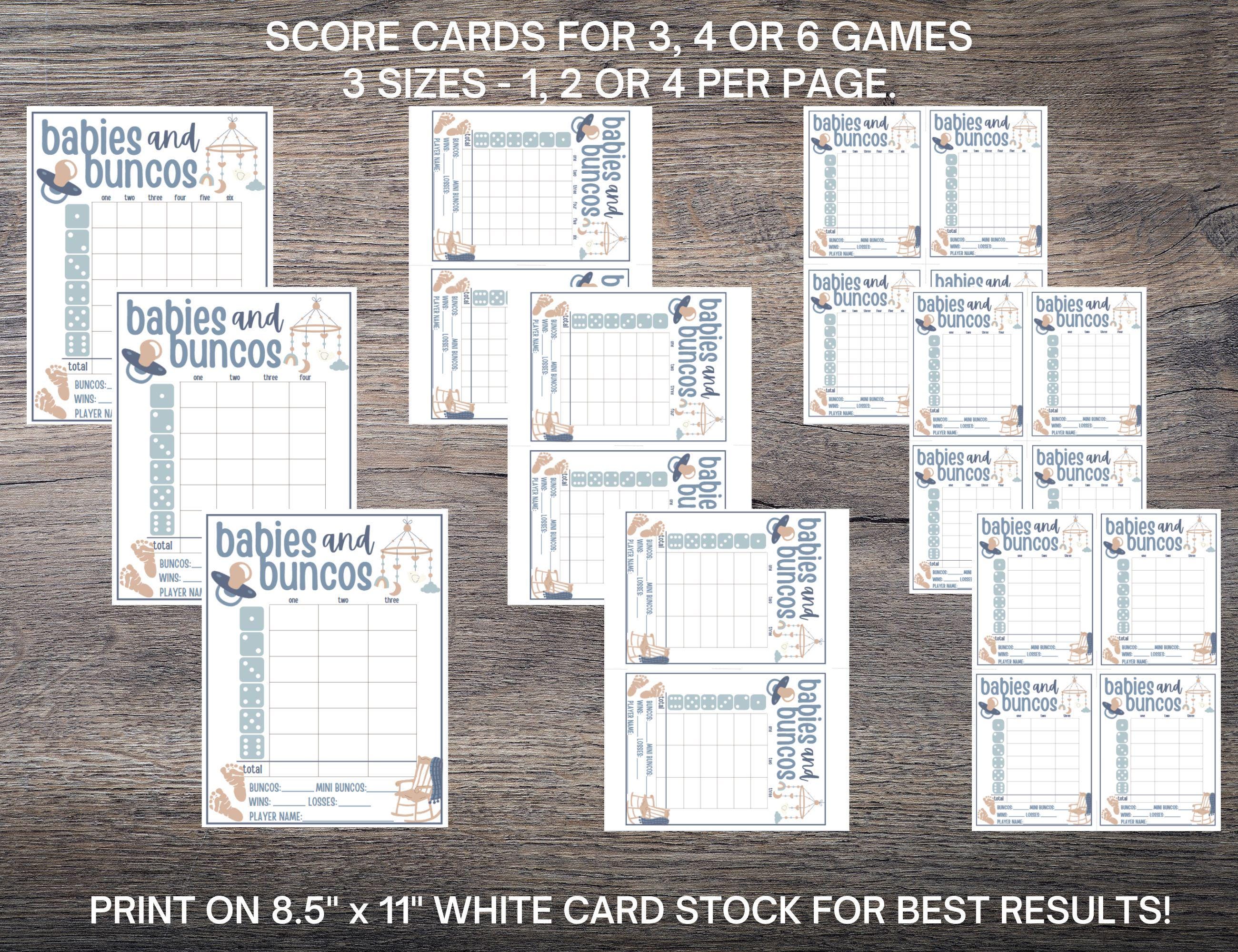 Boy Baby Shower Bunco MEGA Bundle: Printable Scorecards, Tally Sheets ...