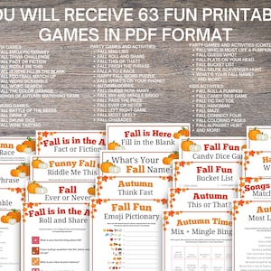 Fall Games MEGA Bundle: 63 Printable Autumn Activities and Icebreakers ...