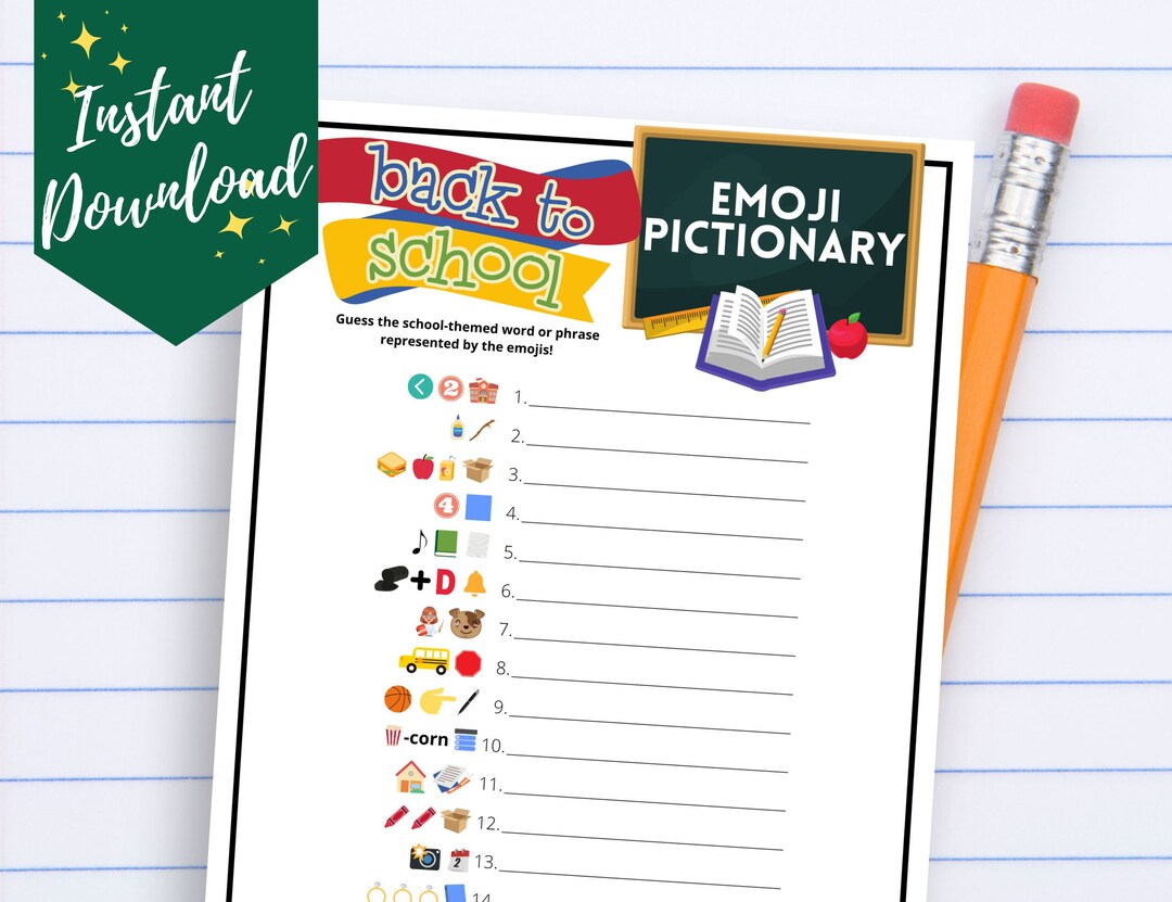Back to School Emoji Pictionary Game, First Day of School Activity ...