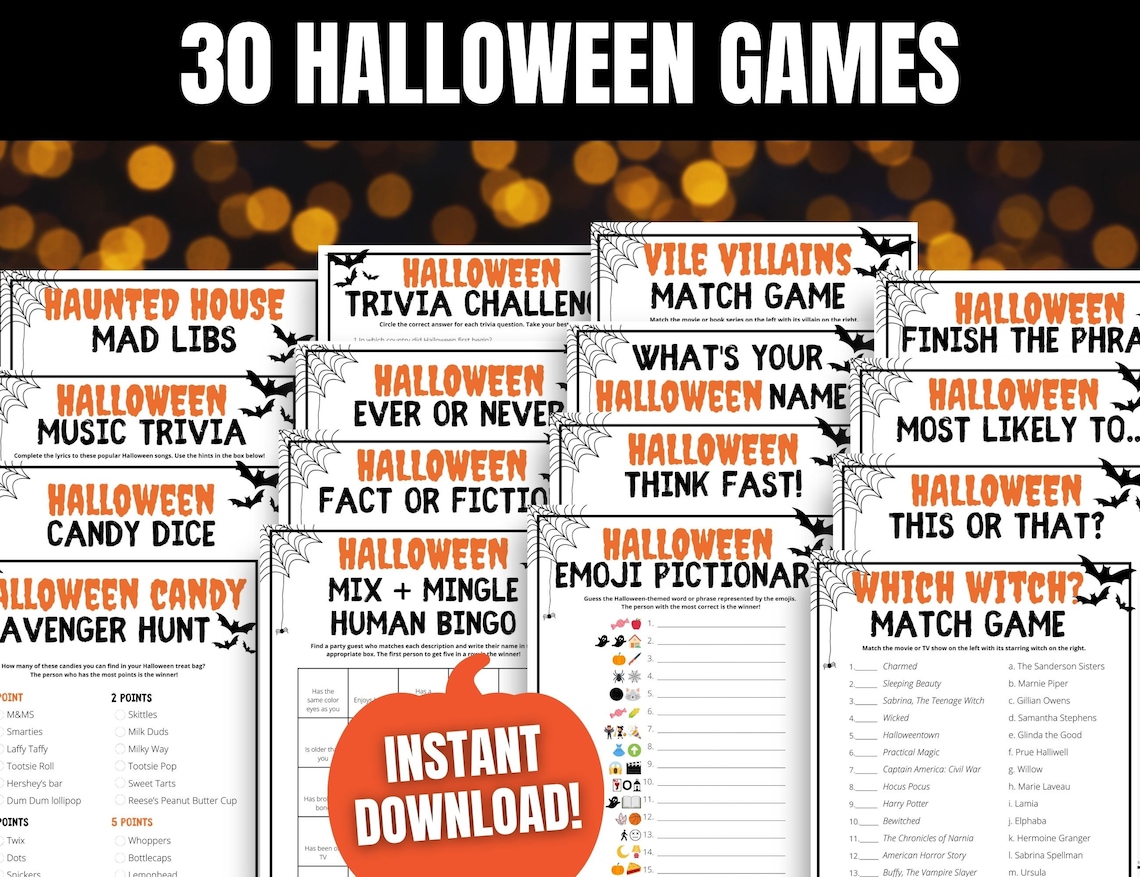 30 Halloween Games Fun Halloween Games Bundle Halloween - Etsy