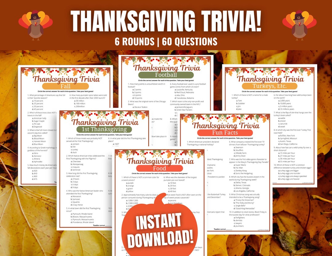 Thanksgiving Trivia Games Bundle: 6 Fun Trivia Quizzes (digital ...