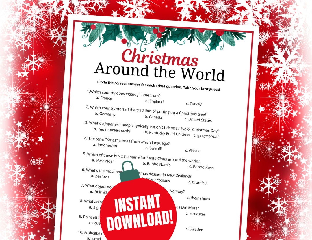 Christmas Around the World Trivia Game: Family Holiday Quiz (instant ...