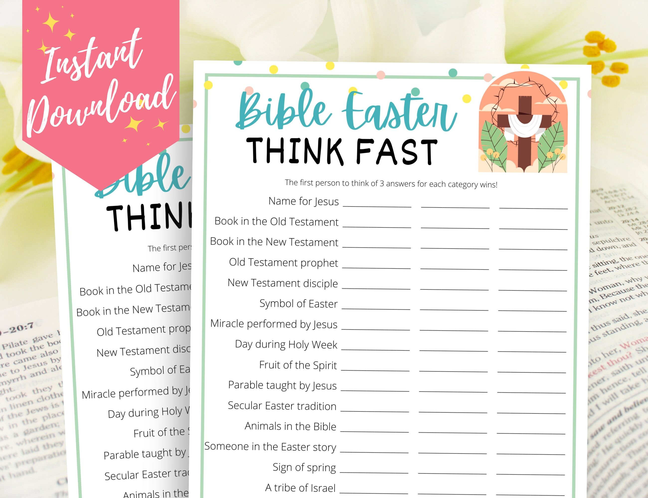 Bible Easter Think Fast Game Christian Easter Activity for - Etsy
