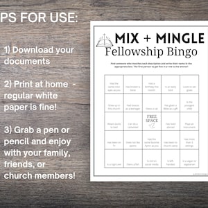 Fellowship Bingo Game: Christian Icebreaker, Church Youth Activity ...