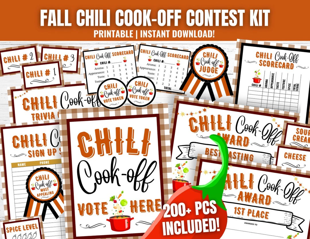 Fall Chili Cook-off Contest Kit: Printable Chili Scorecards, Ballots ...