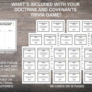 Doctrine and Covenants Trivia Game, LDS Game for Seminary, Sunday ...