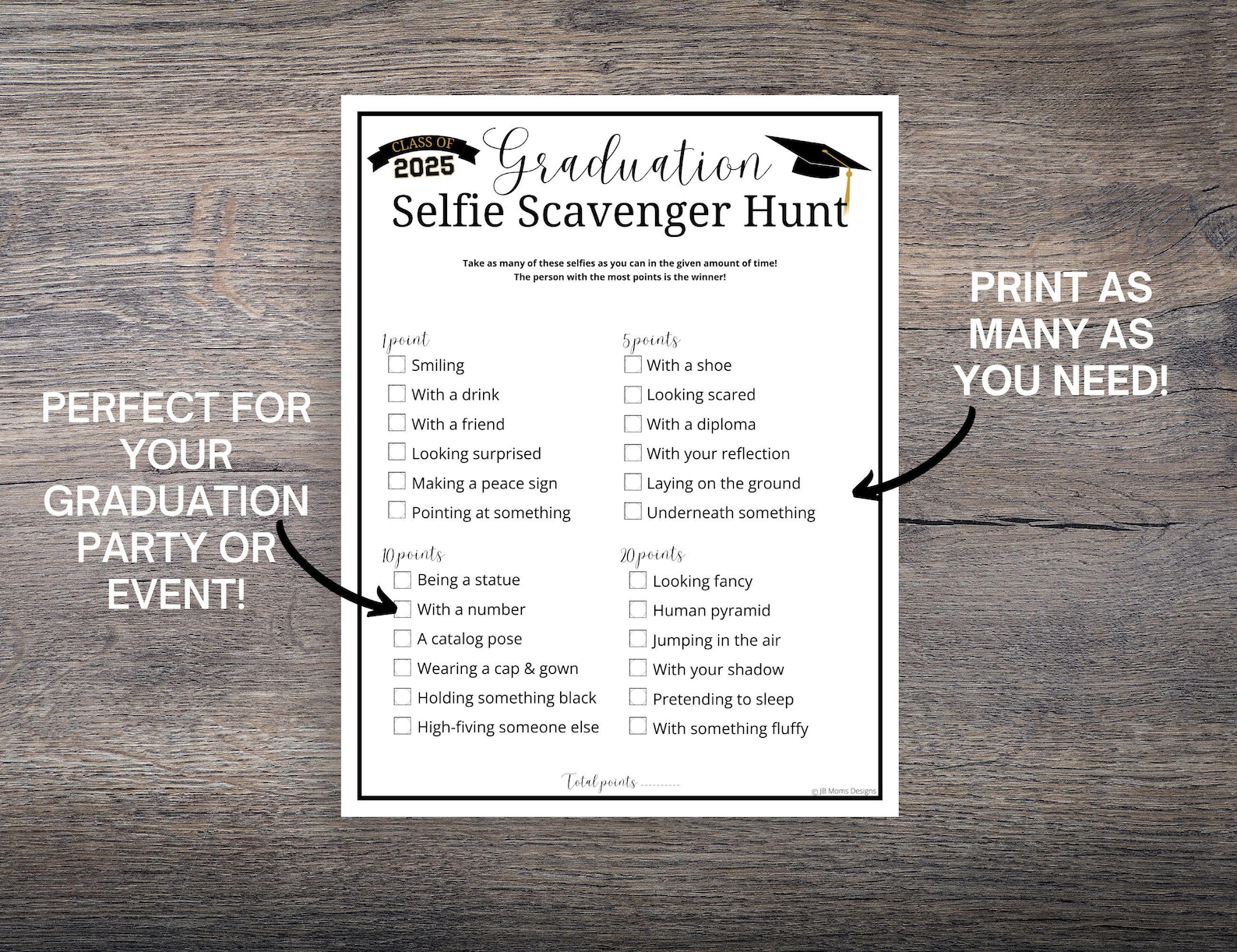 Graduation Selfie Scavenger Hunt Game: Class of 2025 Grad Party ...